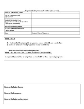 Radio programming .B SOMMYA AND MANDAR | DOC | Music | Entertainment