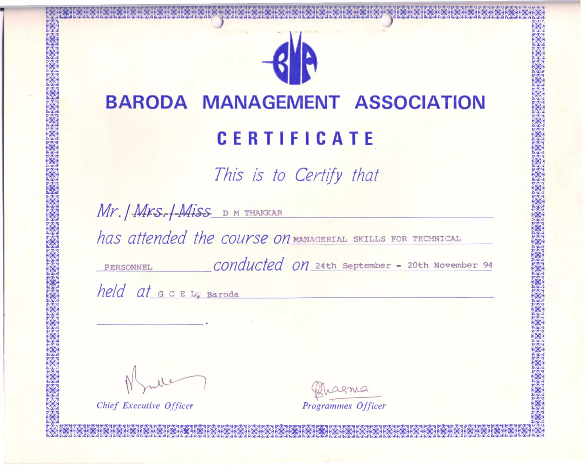 BMA Certificate - Managerial Skills for Technical Personnel | PPT