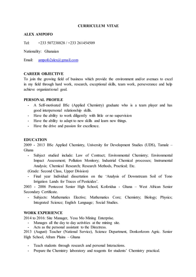 Alex Ampofo CV | DOCX