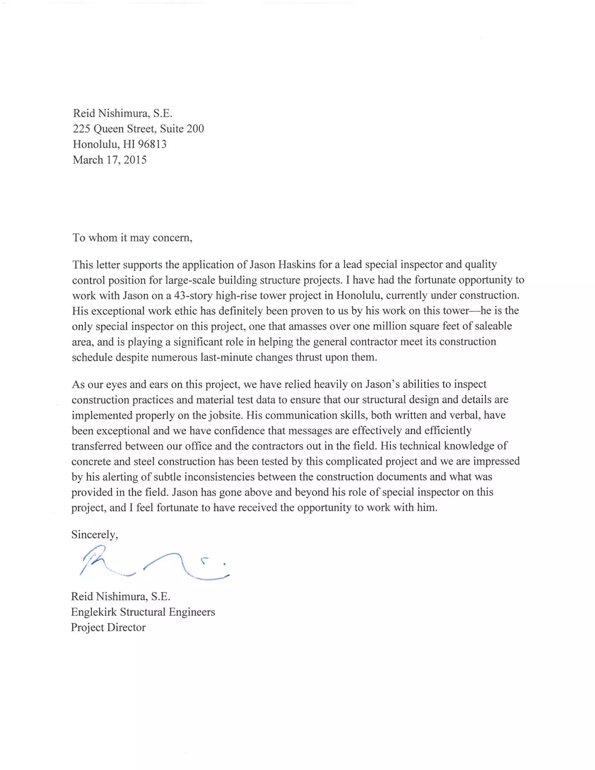 Haskins, Jason - Letter of Recommendation | PDF