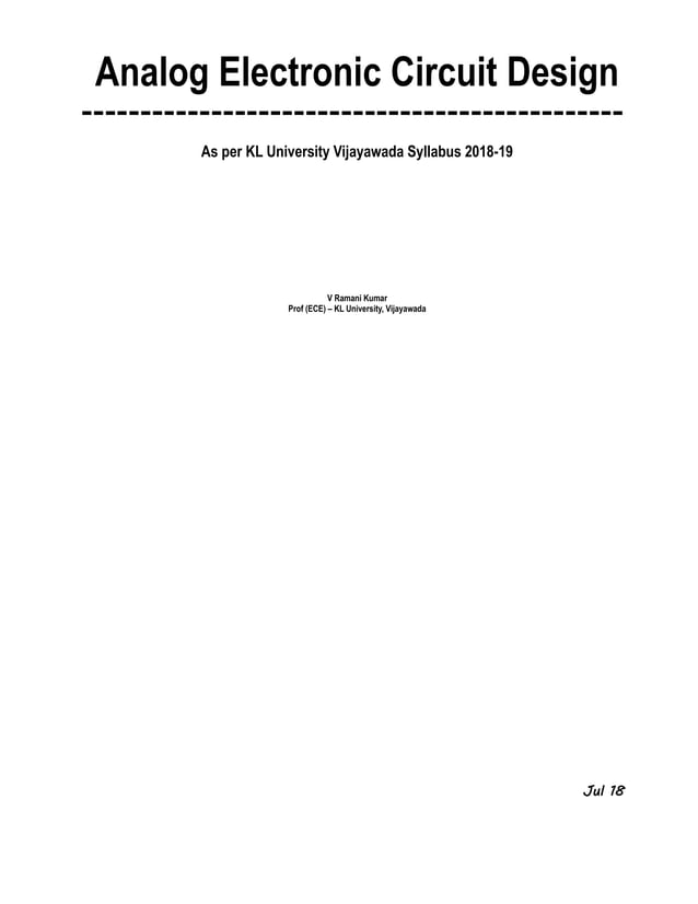 Analog Electronic Circuit Design (AECD) text book | PDF | Computer Networking | Computing