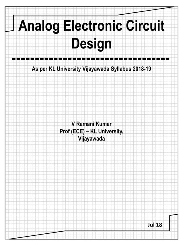 Analog Electronic Circuit Design Aecd Text Book Pdf