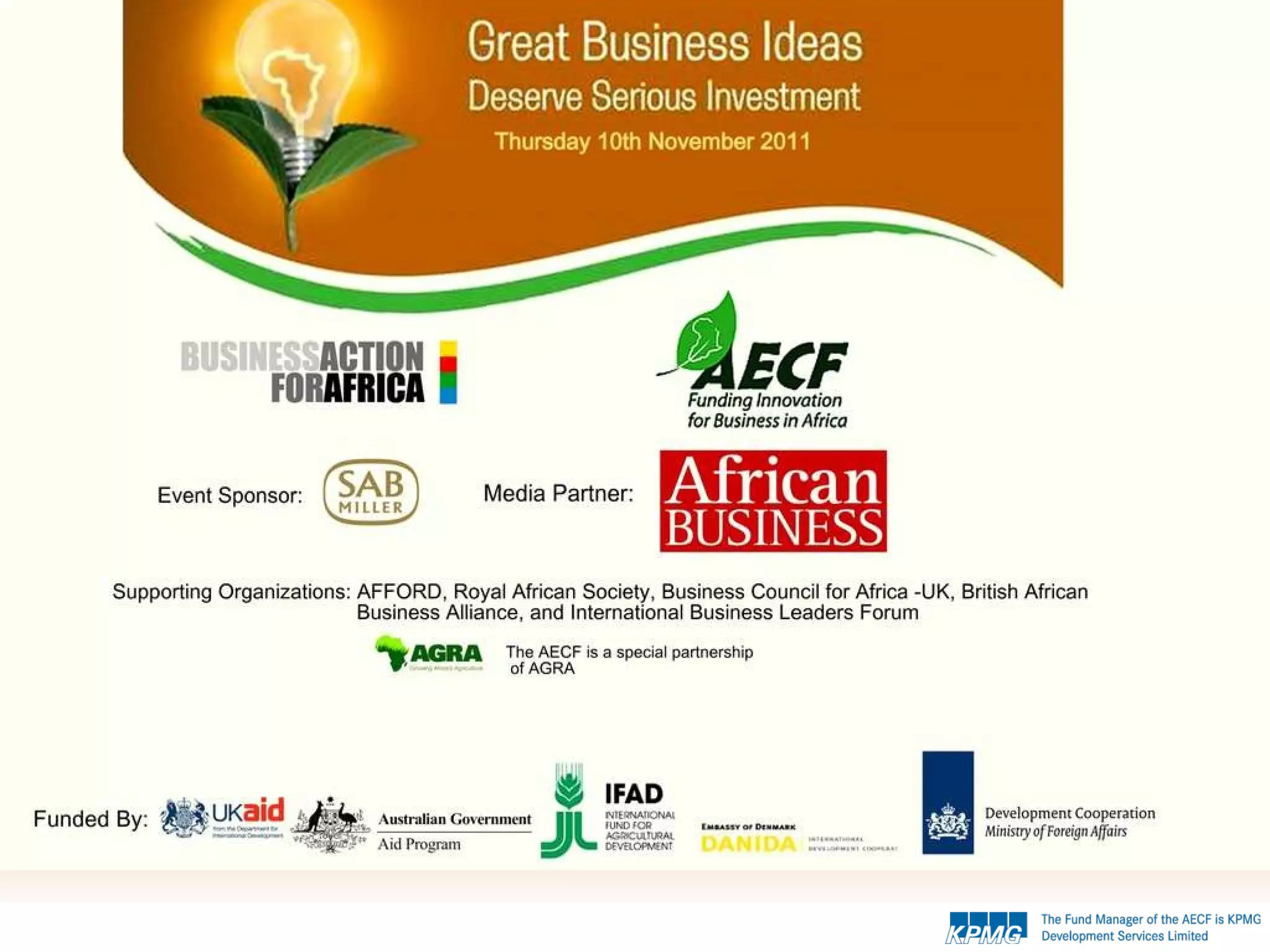 Introduction to the Africa Enterprise Challenge Fund (AECF) | PPT