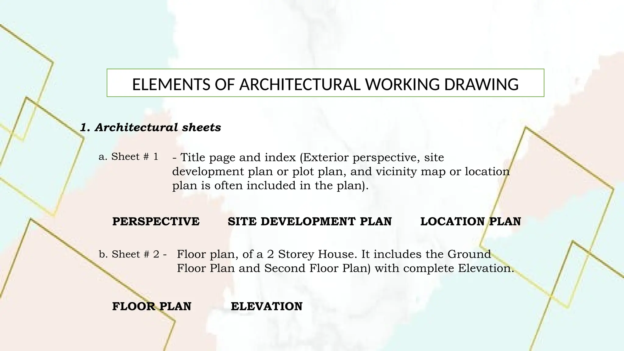 aechitectural working drawing for tl.pptx