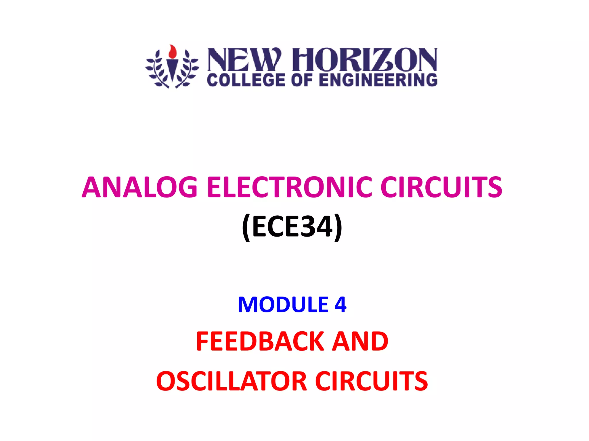 Analog Electronic Circuits - Module 4 | PPTX