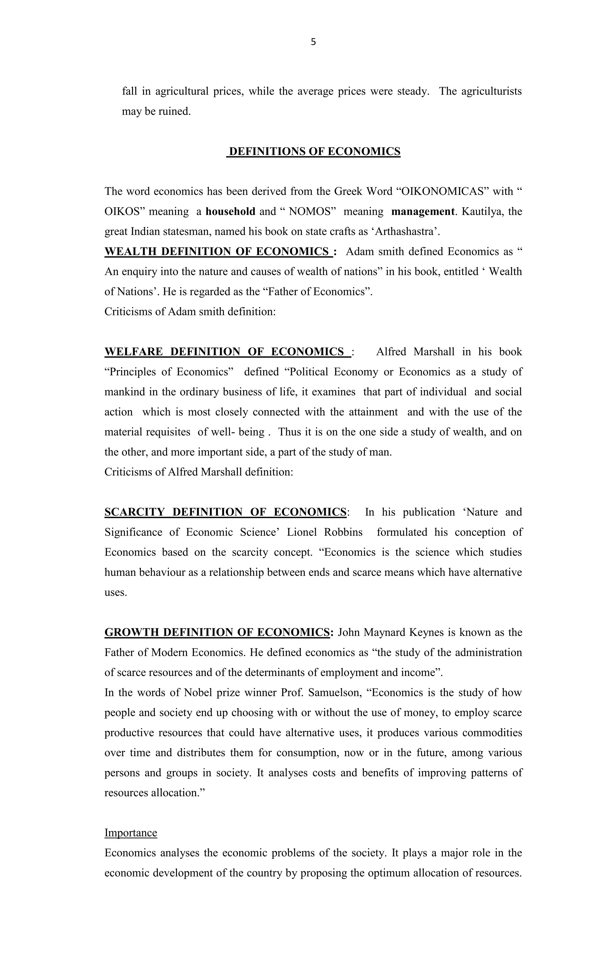 Lecture Notes: Principles of Agricultural Economics | PDF