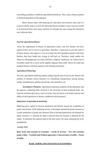 Lecture Notes: Principles of Agricultural Economics | PDF