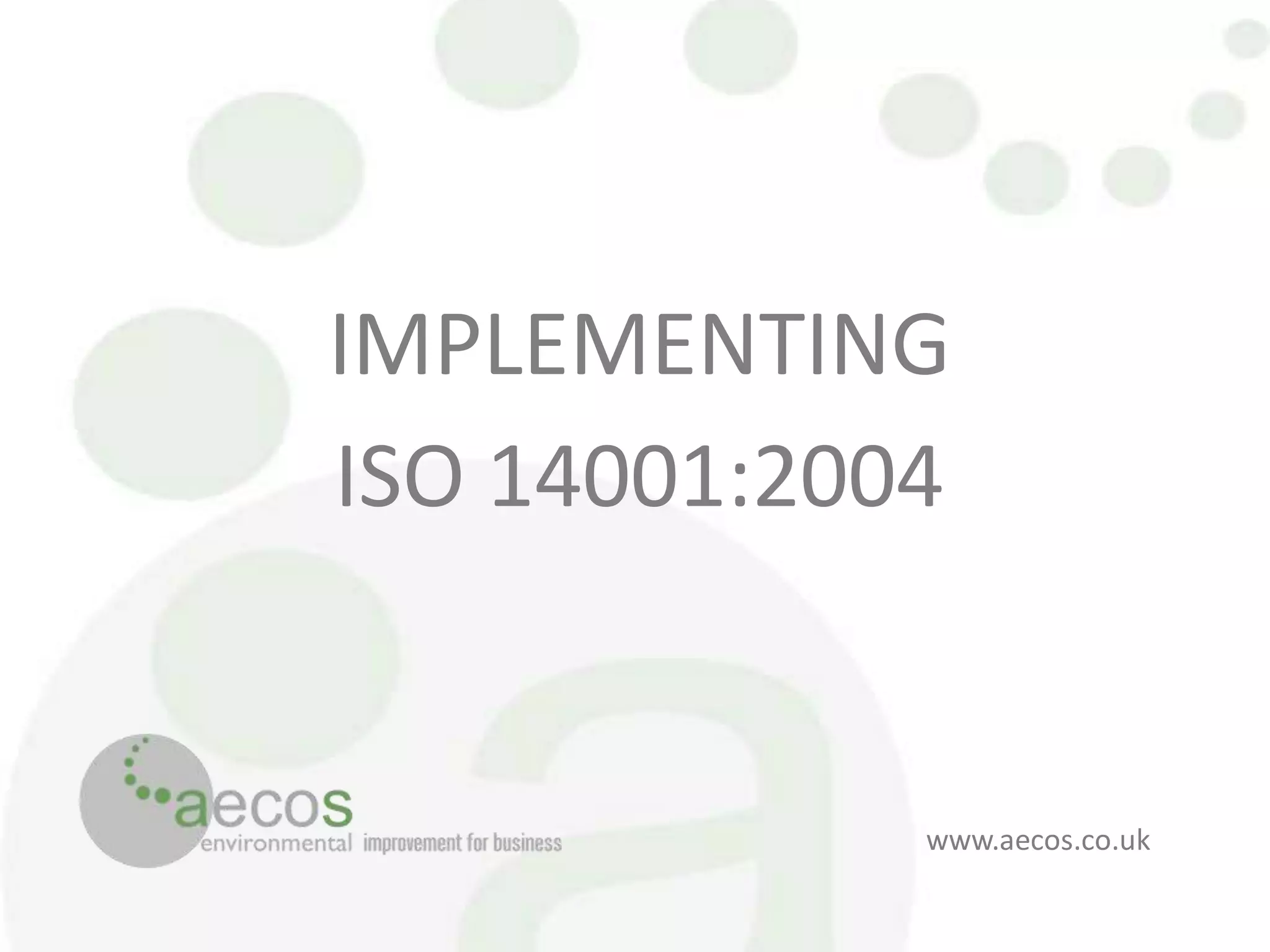 Aecos_Implementing ISO14001 | PDF | Environmental Services Industry | Industries
