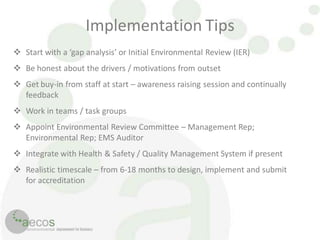 Aecos_Implementing ISO14001 | PDF | Environmental Services Industry ...