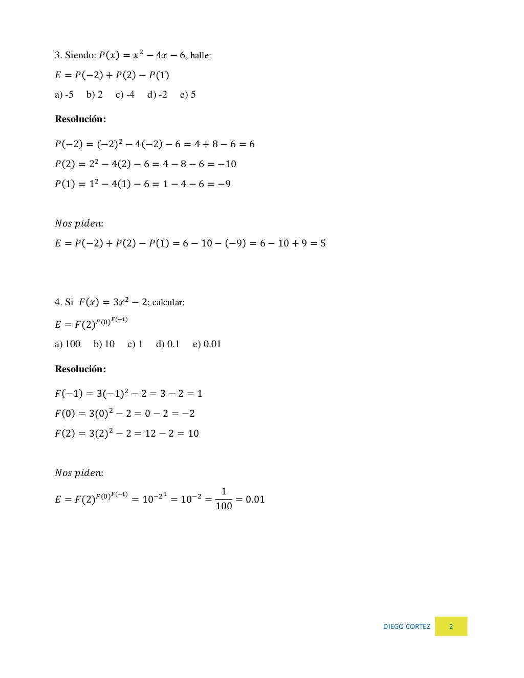 Problemas resueltos sobre Polinomios