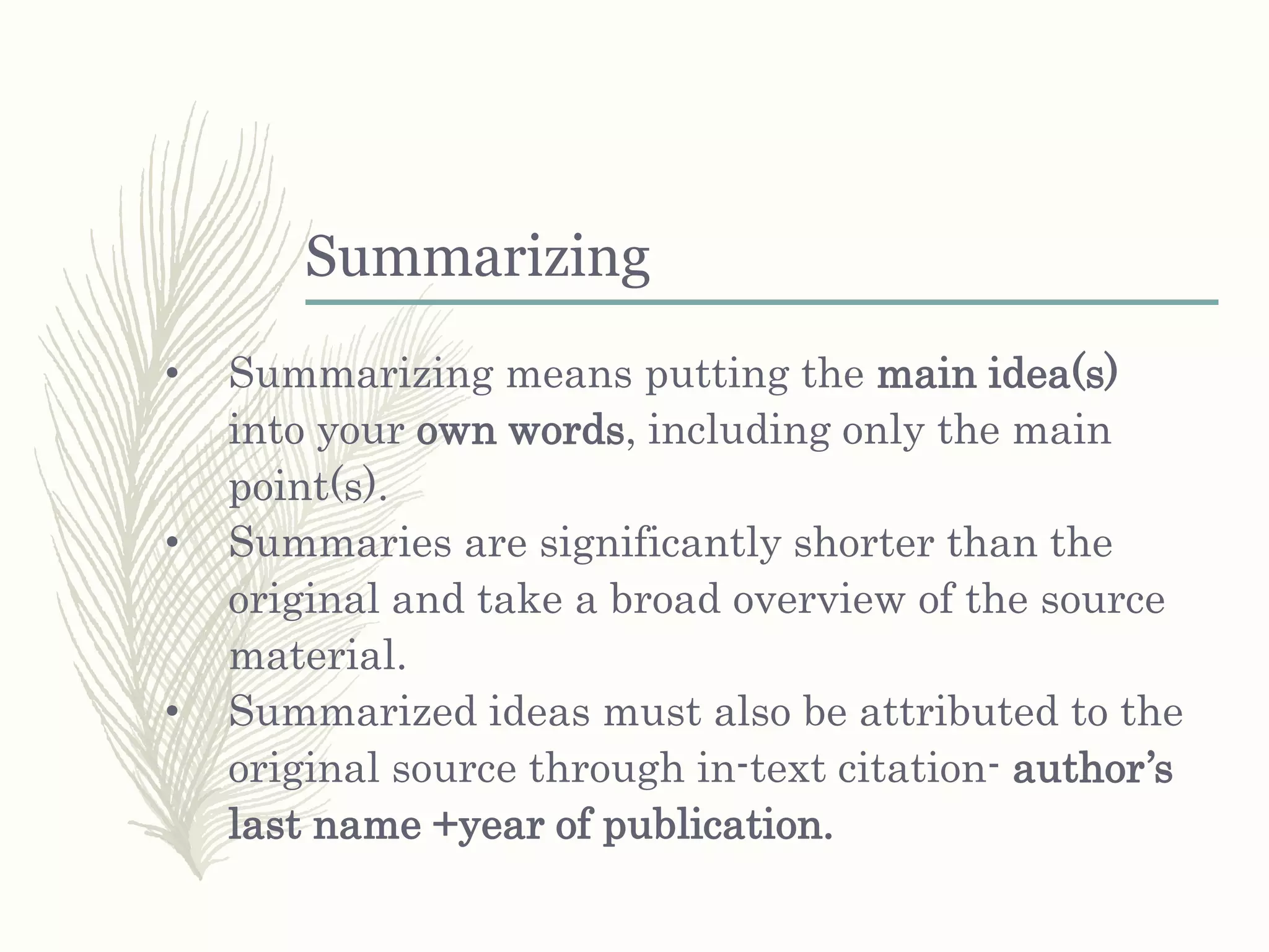 Paraphrasing and Summarizing | PPTX