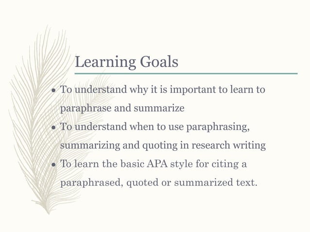 Paraphrasing and Summarizing | PPTX