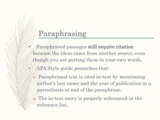 Paraphrasing and Summarizing | PPTX