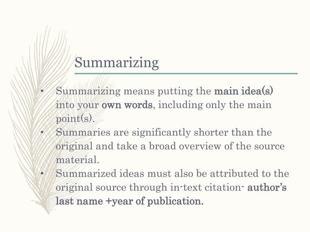 Paraphrasing and Summarizing | PPTX