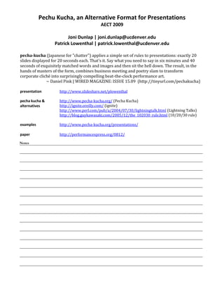 AECT 2009 Pecha Kucha Handout | DOCX