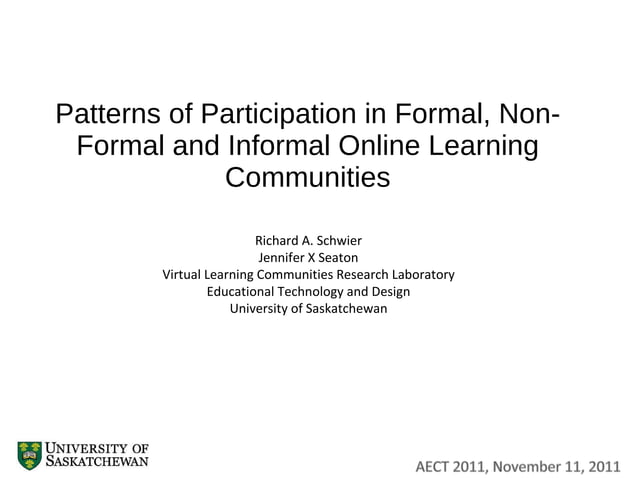 Participation Patterns in Formal, Non-Formal, and Informal Online ...