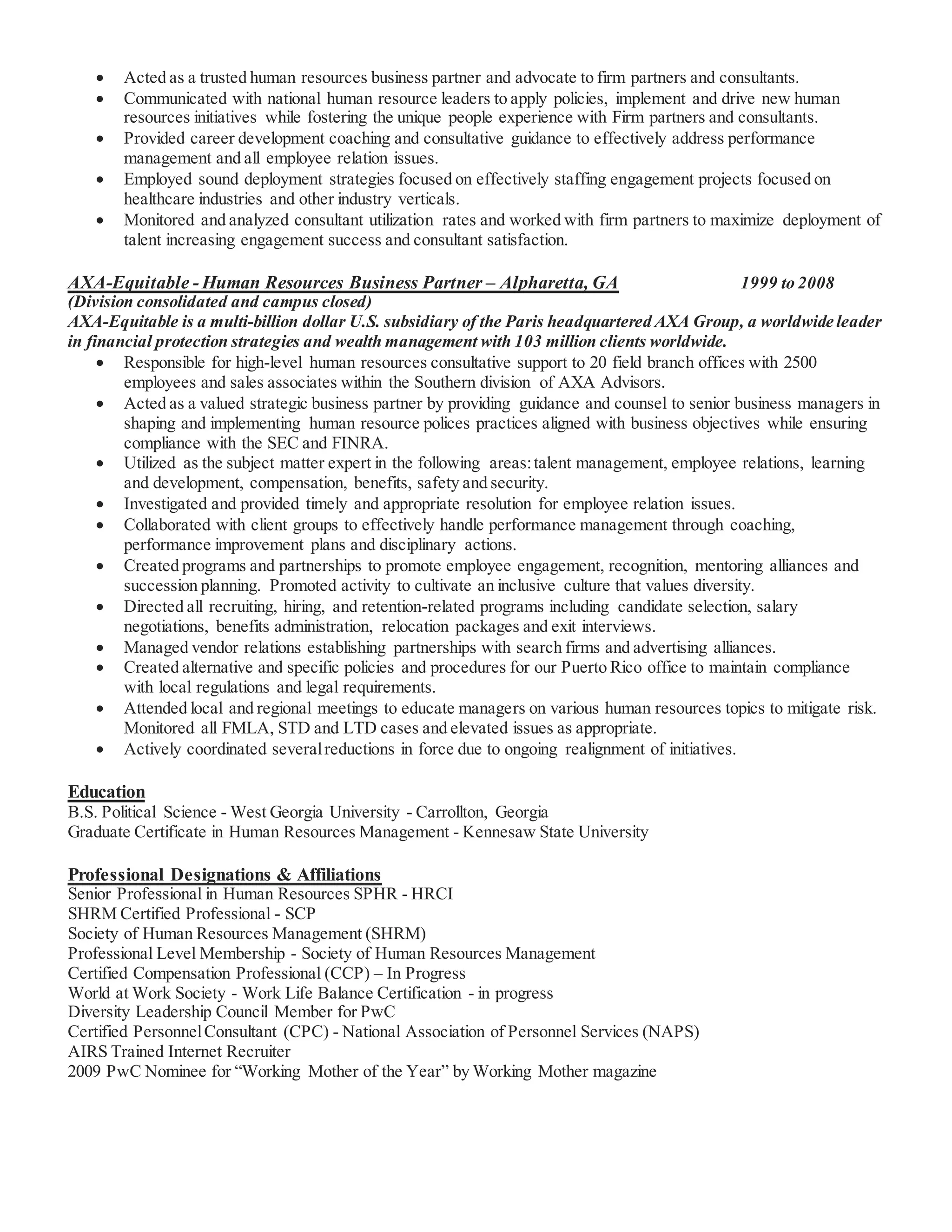 Aed.2016.hrbp.resume | PDF