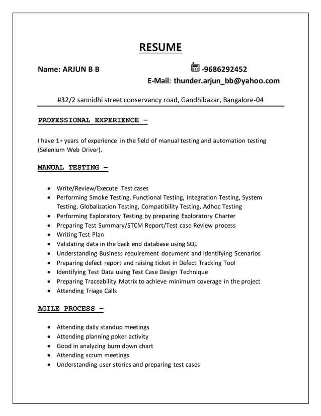 ARJUN CV | PDF