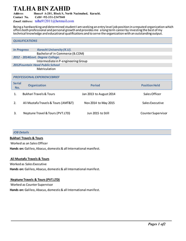 Talha Bin Zahid CV (1) | DOCX