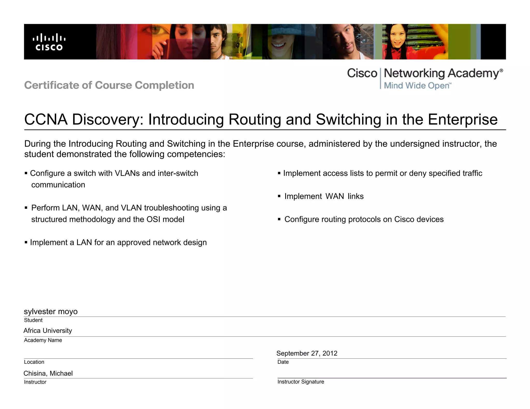 CCNA Level 3 Certificate | PDF