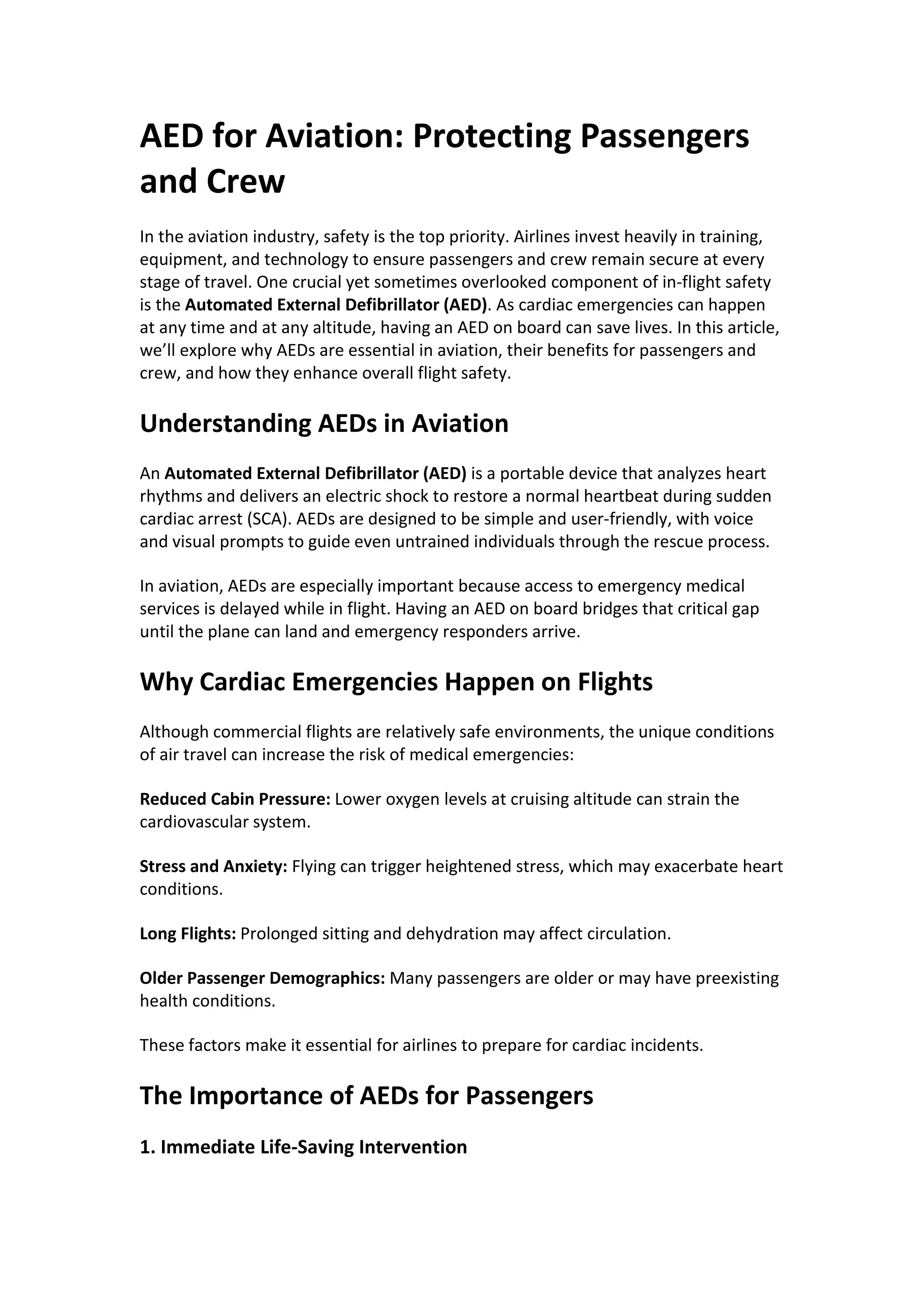 AED for Aviation: Protecting Passengers and Crew | PDF