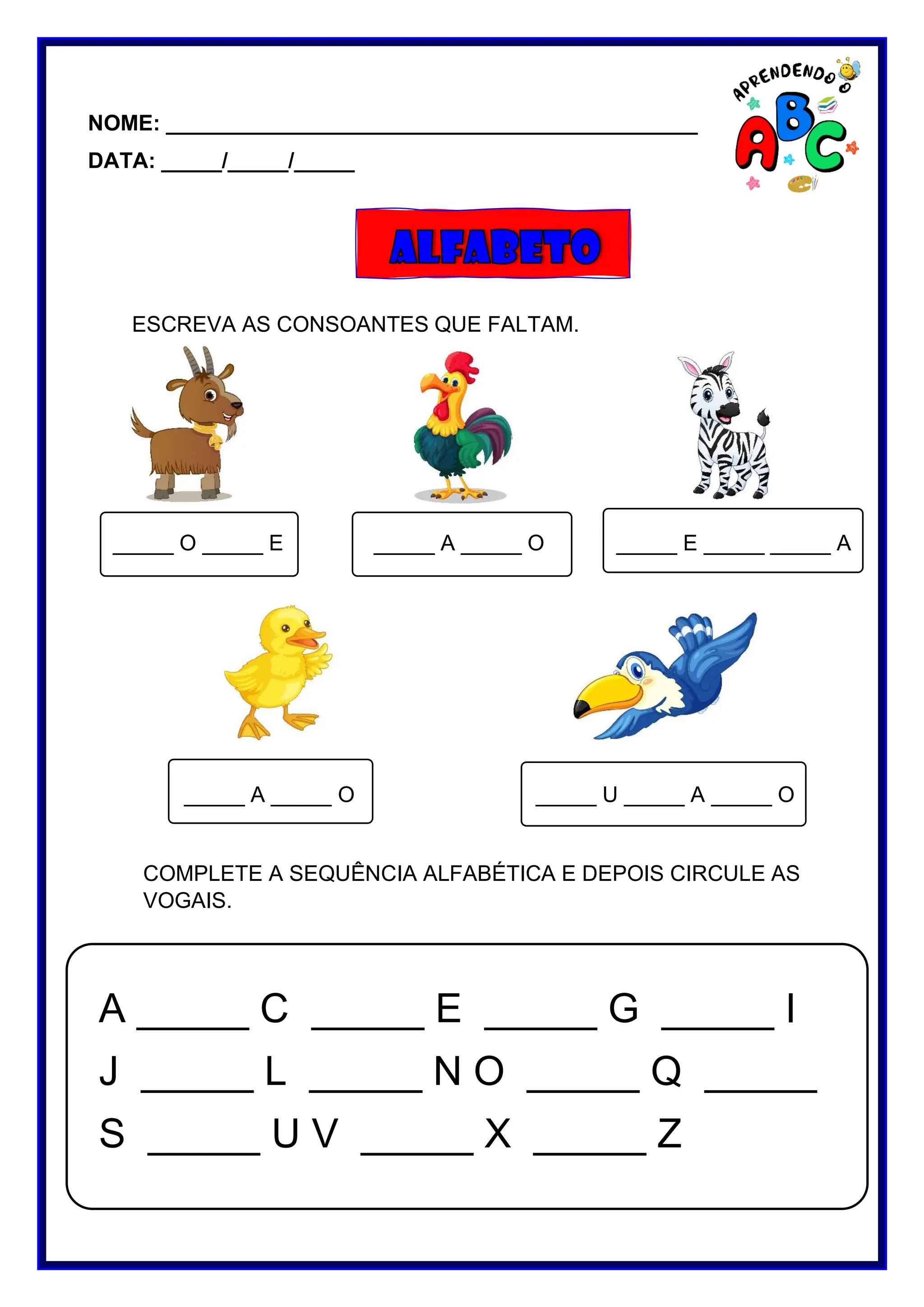 AEE - EDUCAÇÃO INFANTIL - Alfabeto Alfabetização Atividade Aprendendo o ...