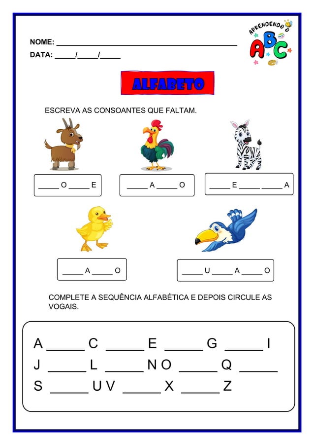 AEE - EDUCAÇÃO INFANTIL - Alfabeto Alfabetização Atividade Aprendendo o ...