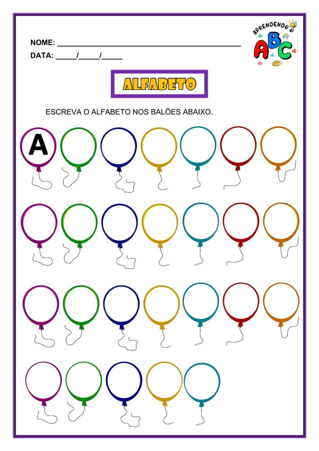 AEE - EDUCAÇÃO INFANTIL - Alfabeto Alfabetização Atividade Aprendendo o ...