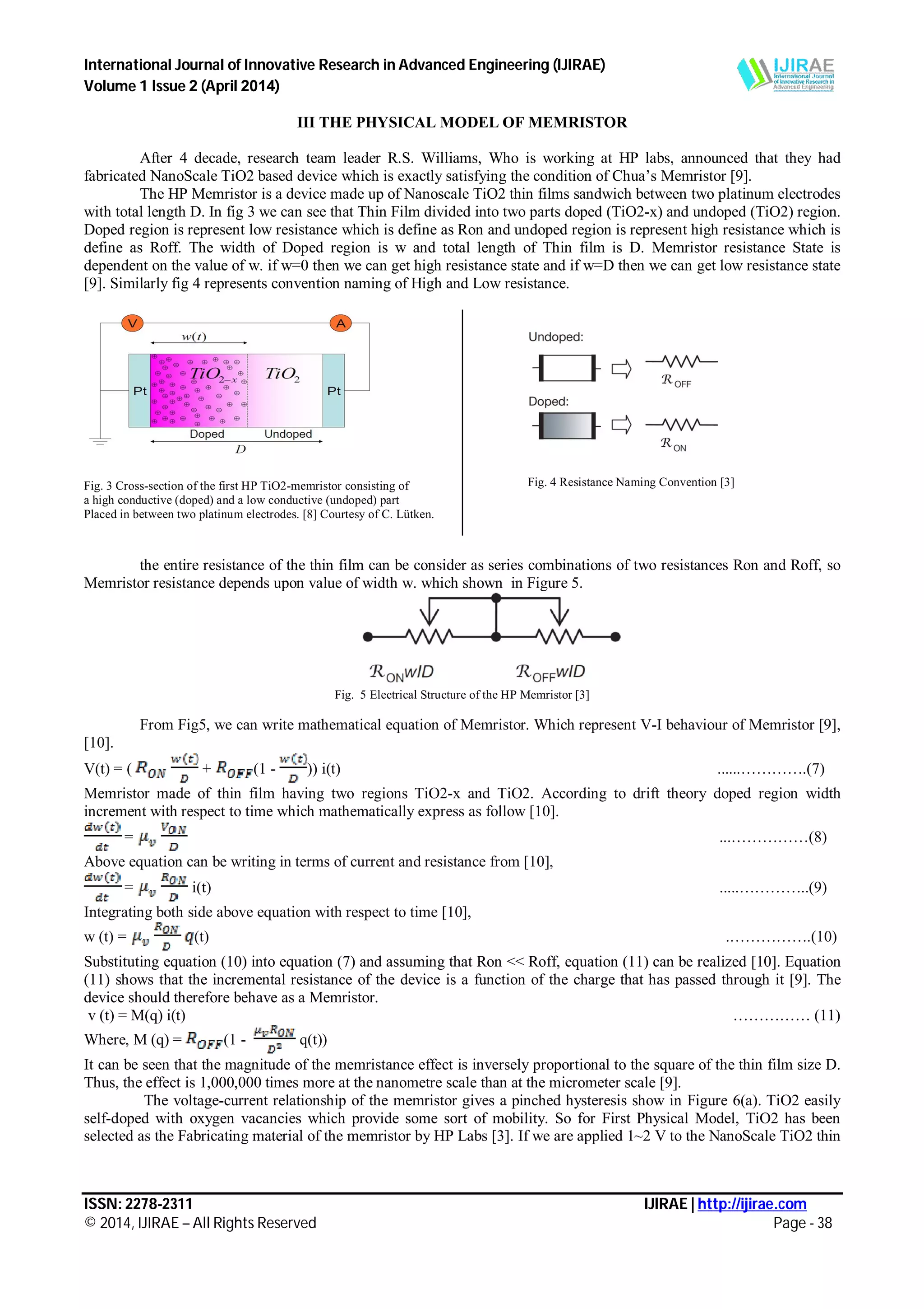 NanoScale TiO2 based Memory Storage Circuit Element:- Memristor | PDF | Chemistry | Science