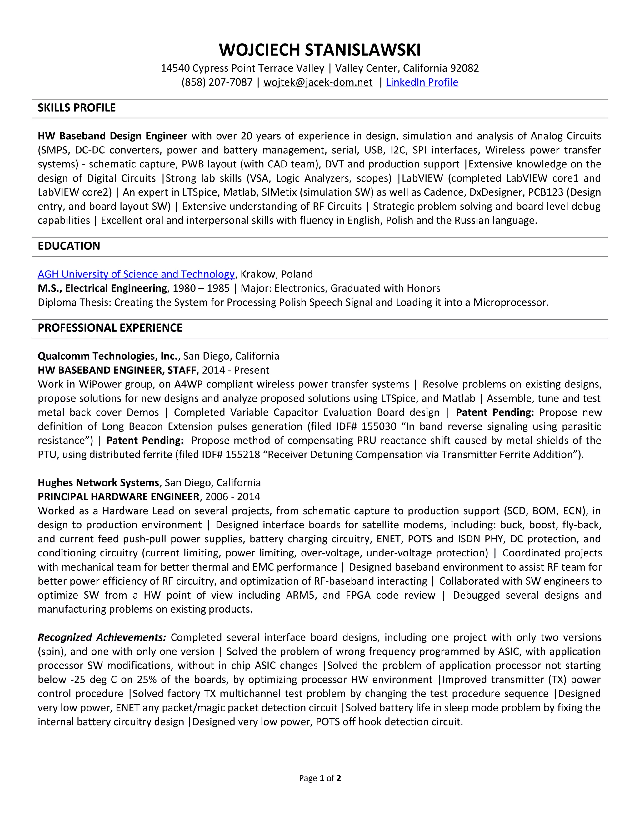 Wojciech Stanislawski Resume v2016 | PDF