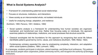 Foundations and Analysis of Social Systems in Rural and Urban Contexts ...