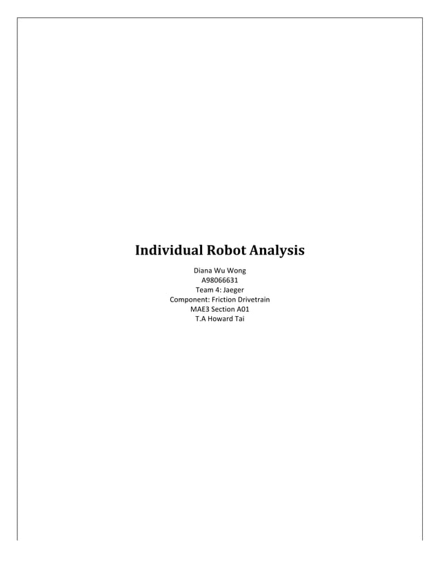 Individual Robot Analysis Final | PDF