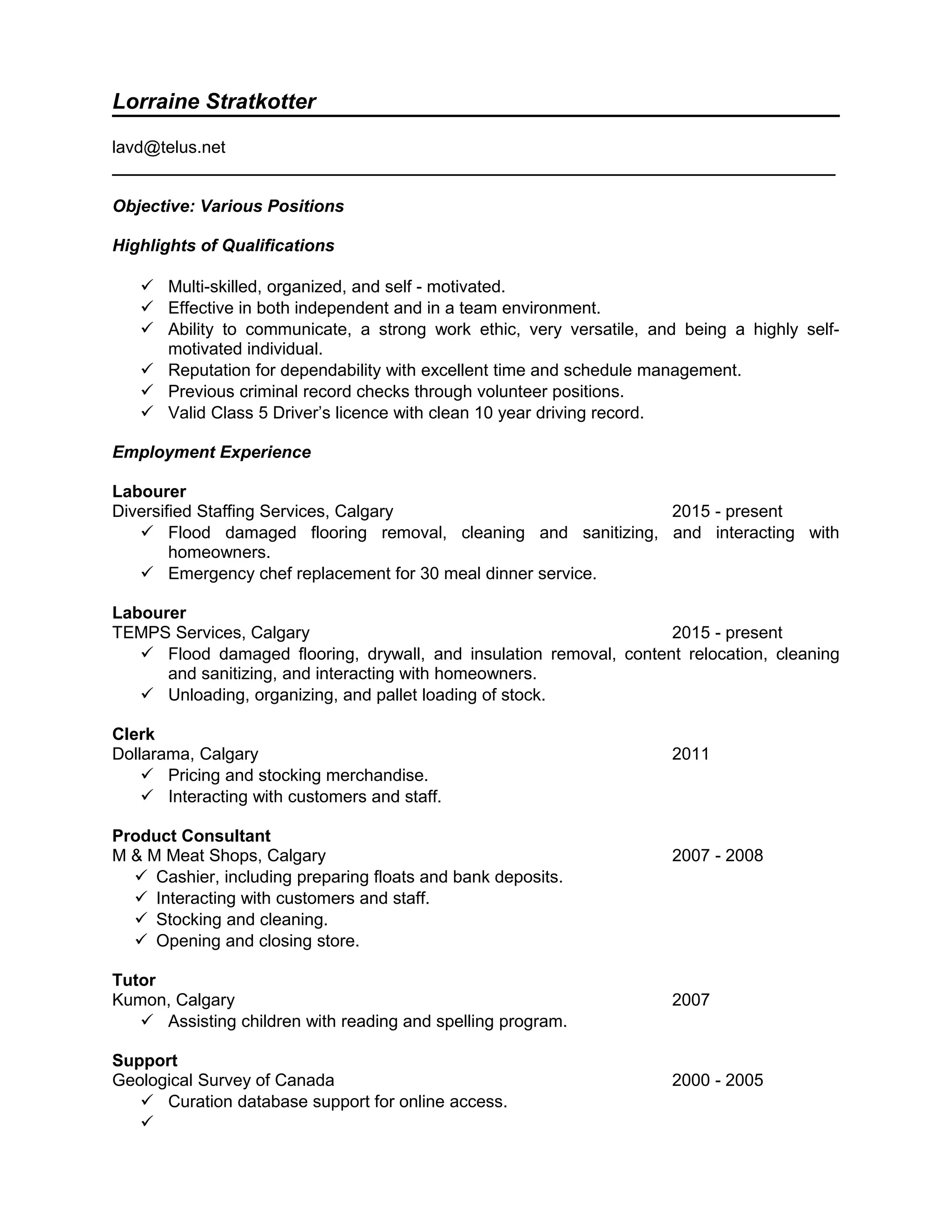 General Labour Positions | DOC | Careers