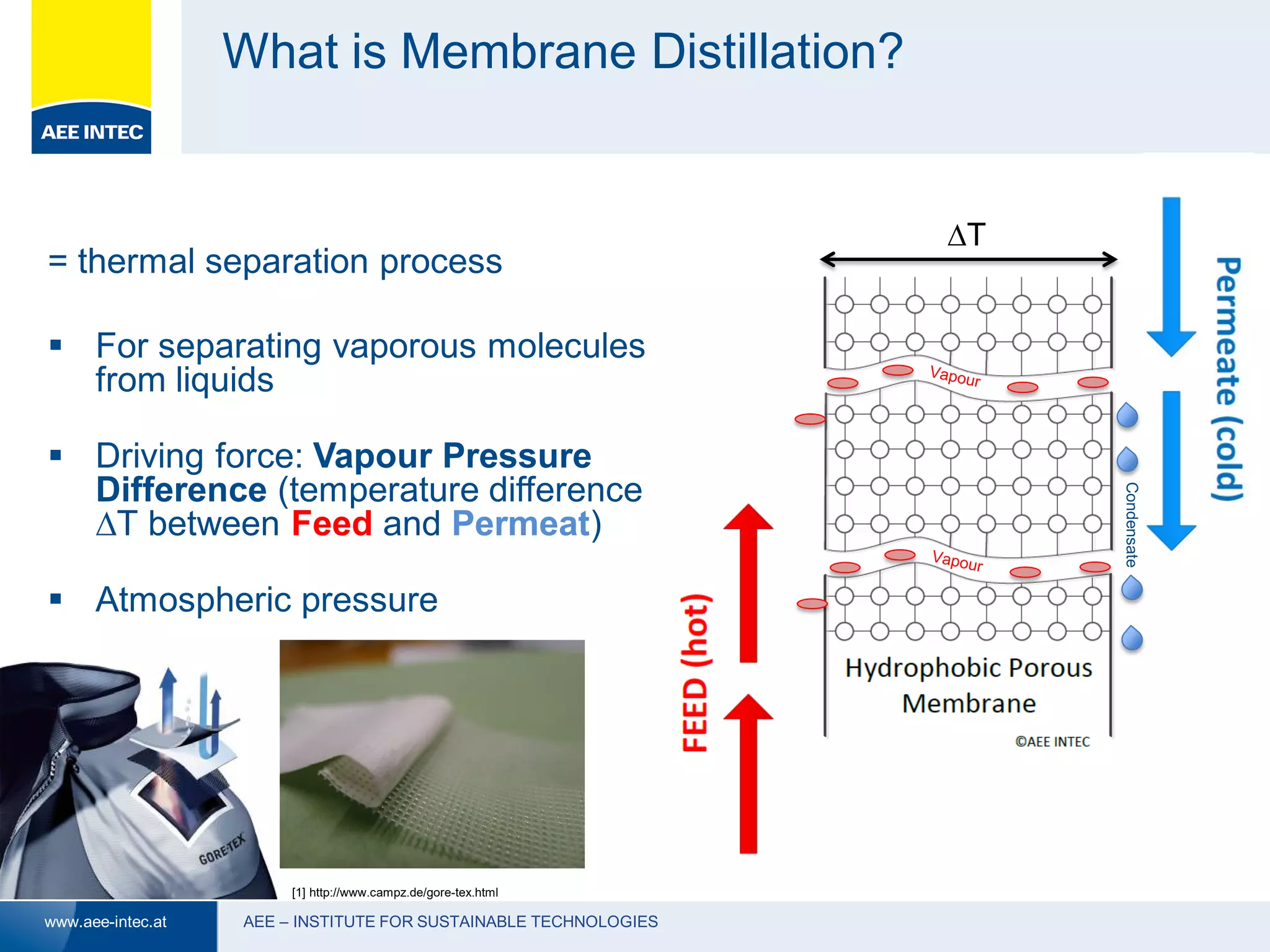 Membrane Distillation, a thermally driven separation water treatment technology. | PDF