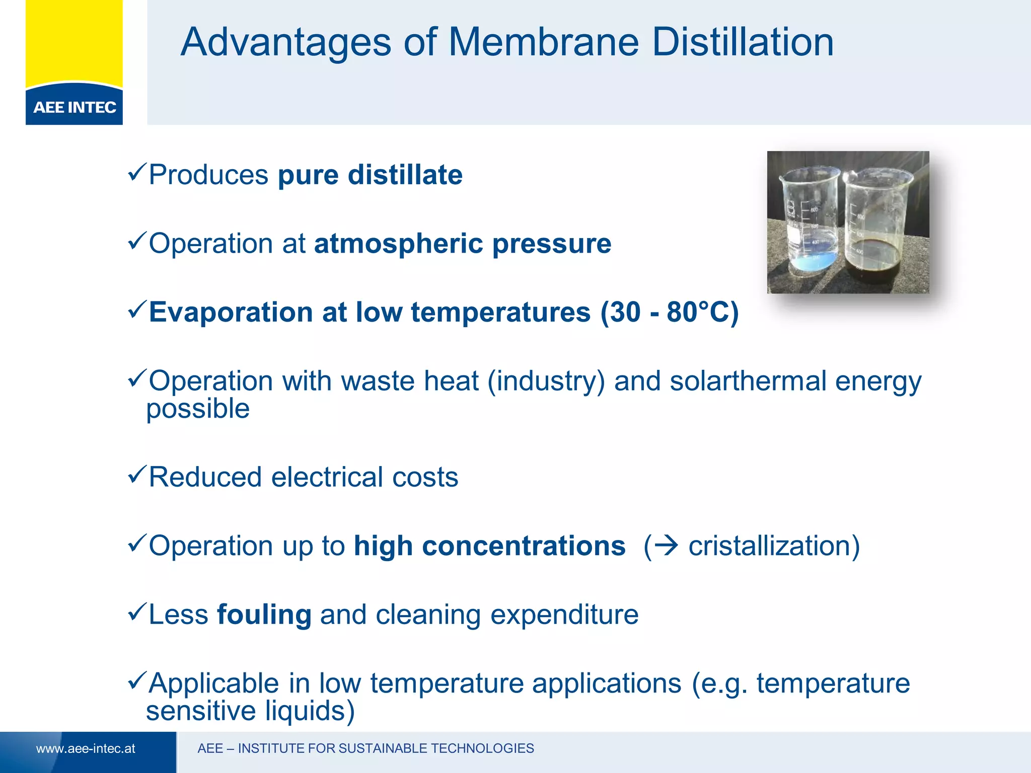 Membrane Distillation, a thermally driven separation water treatment technology. | PDF