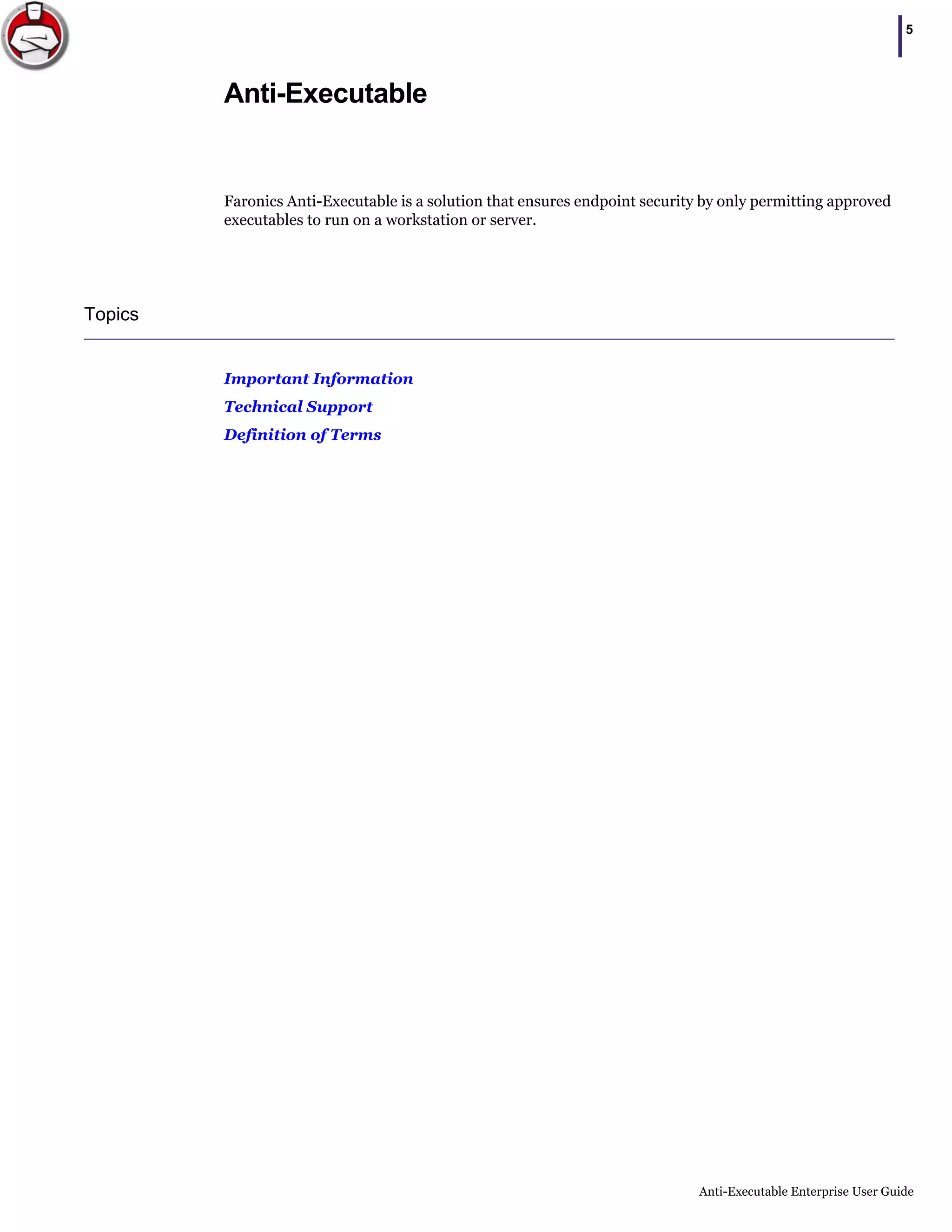 Faronics Anti-executable Enterprise User guide | PDF
