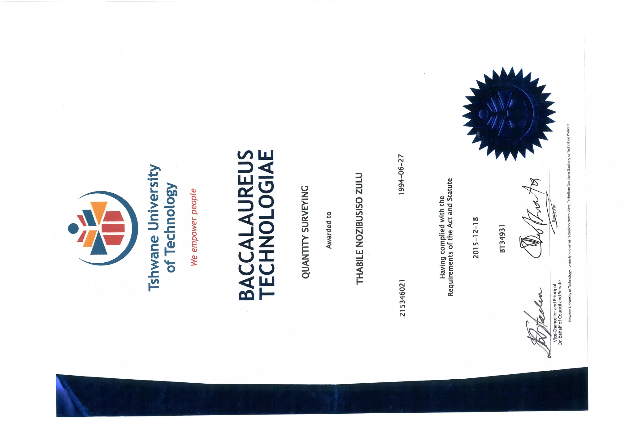 Btech Certificate REV 1 | PDF