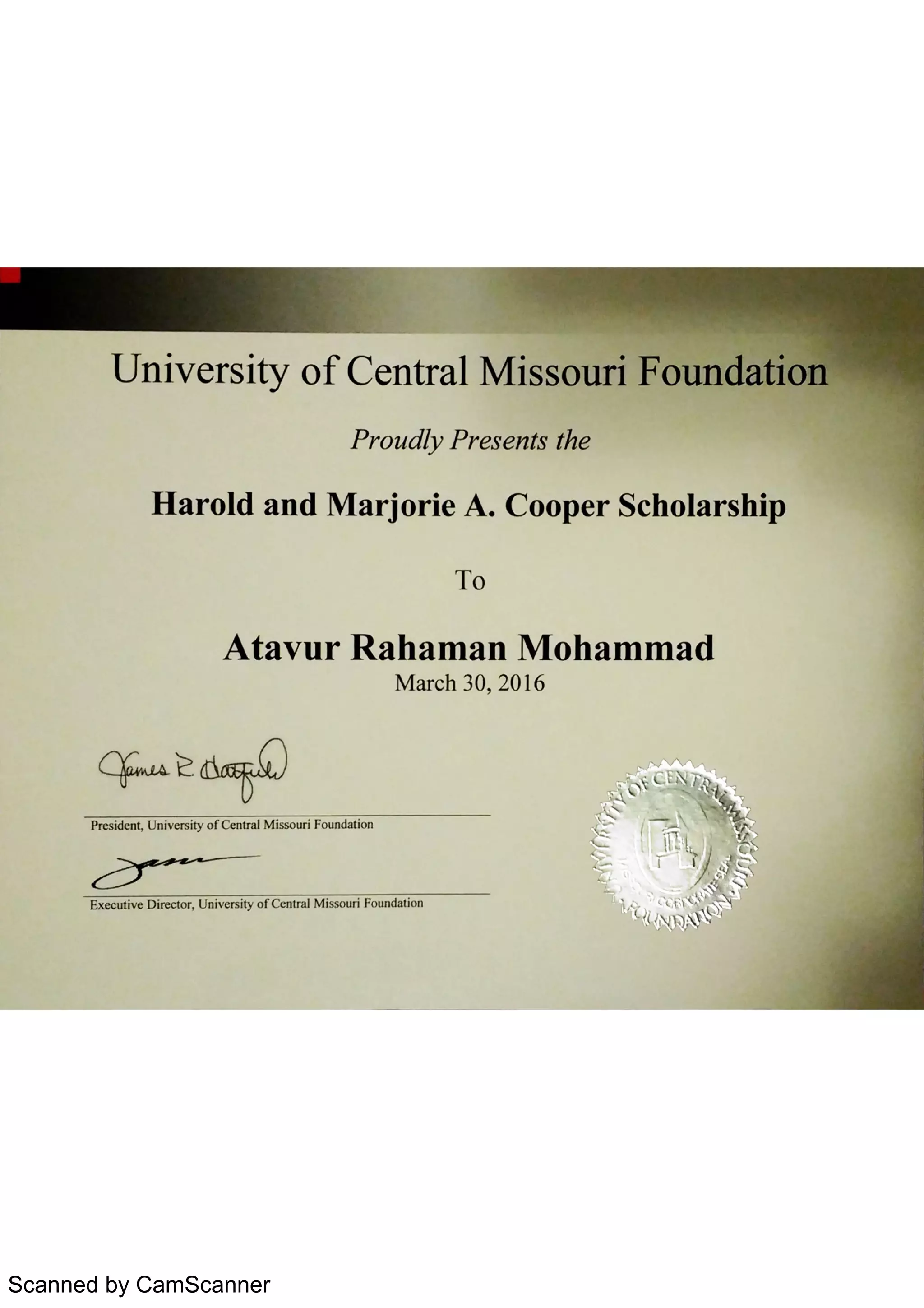 H&M Cooper Scholorship | PDF