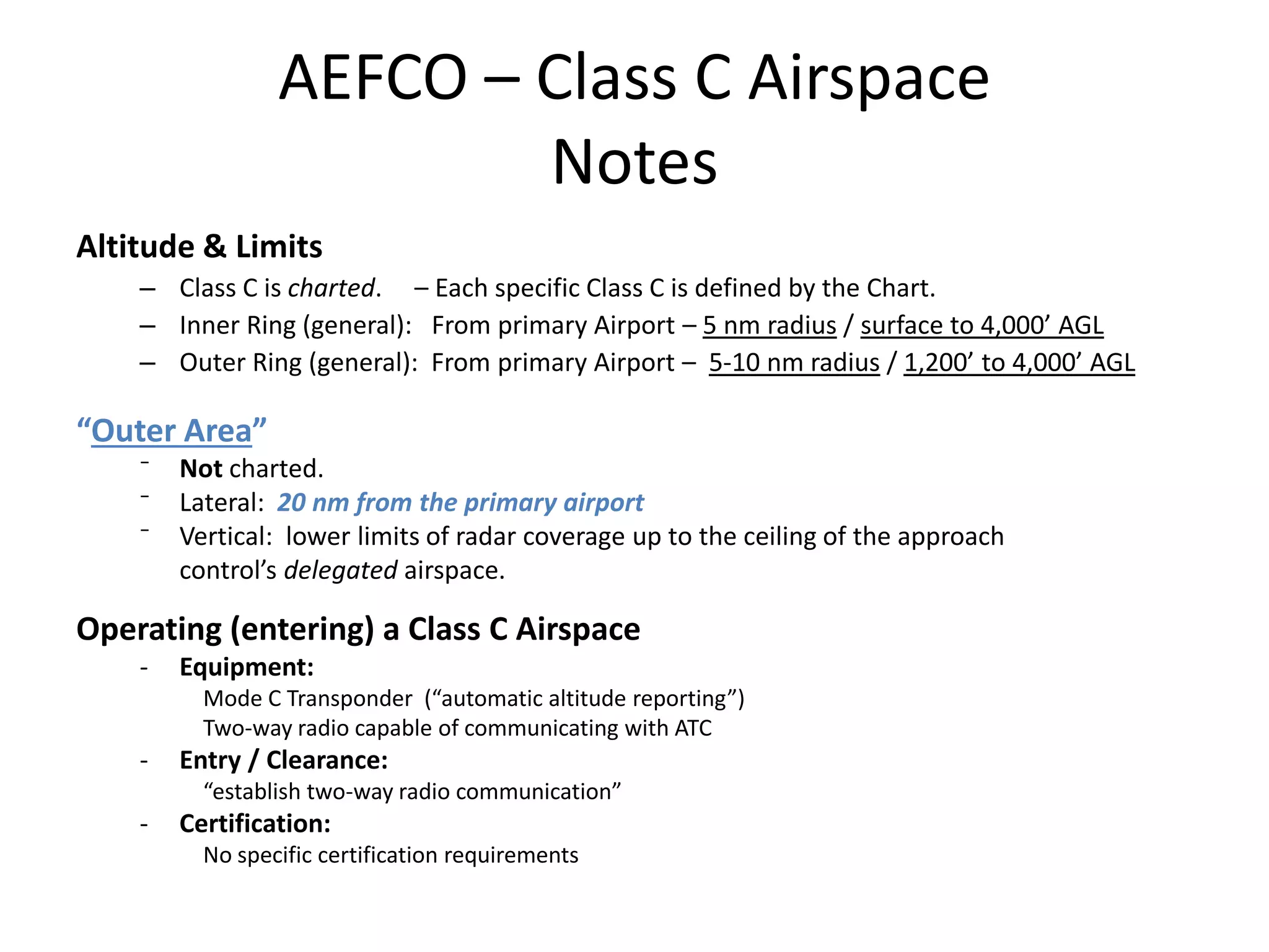 Class C Airspace - AEFCO 2014, Class 3 | PPTX
