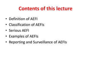 Adverse Events Following Immunization (AEFIs) | PPTX