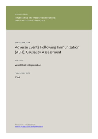 Aefi causality assessment_who_2005 | PDF | Vaccines | Medical Health