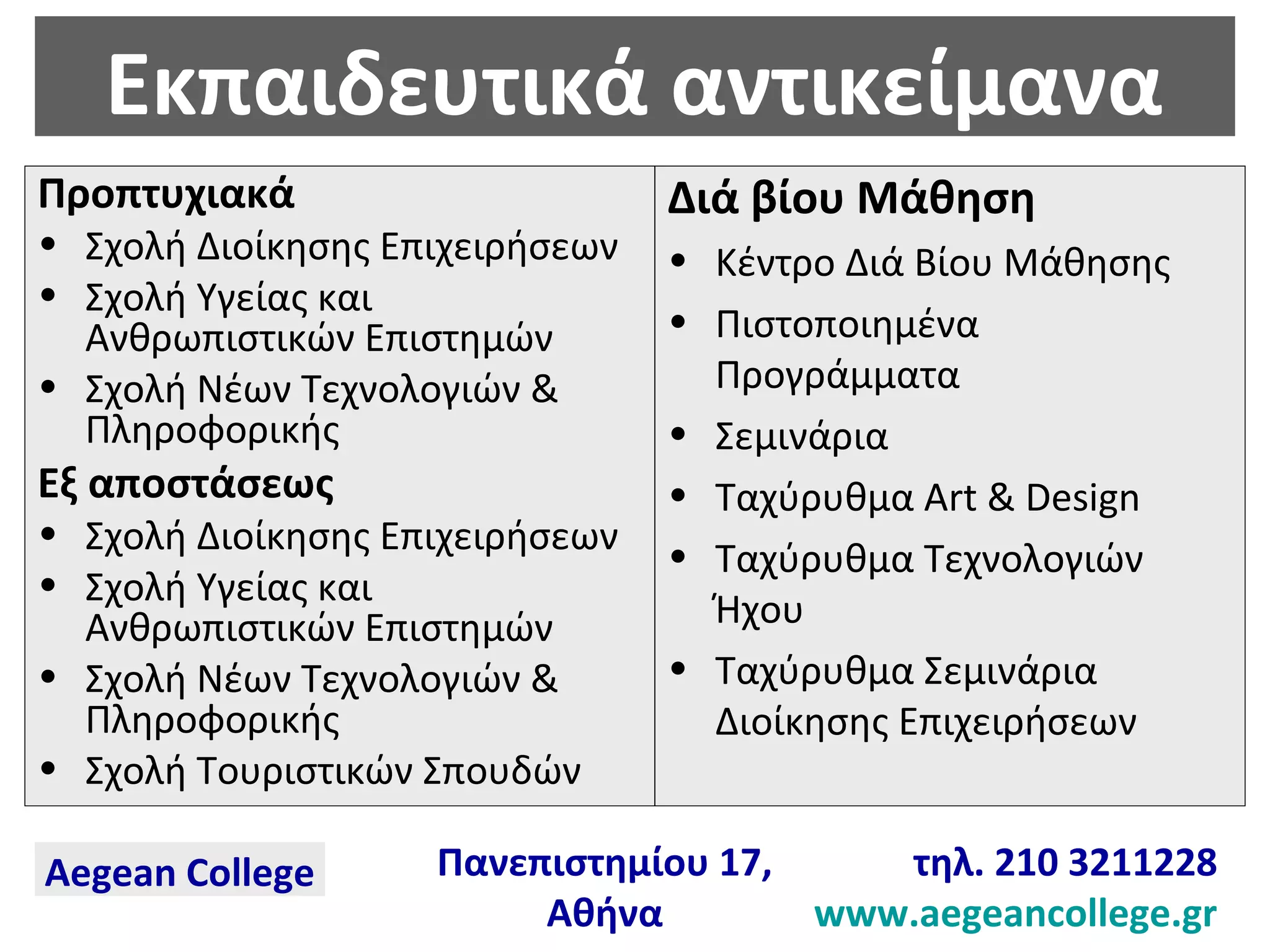 Aegean College | PPT