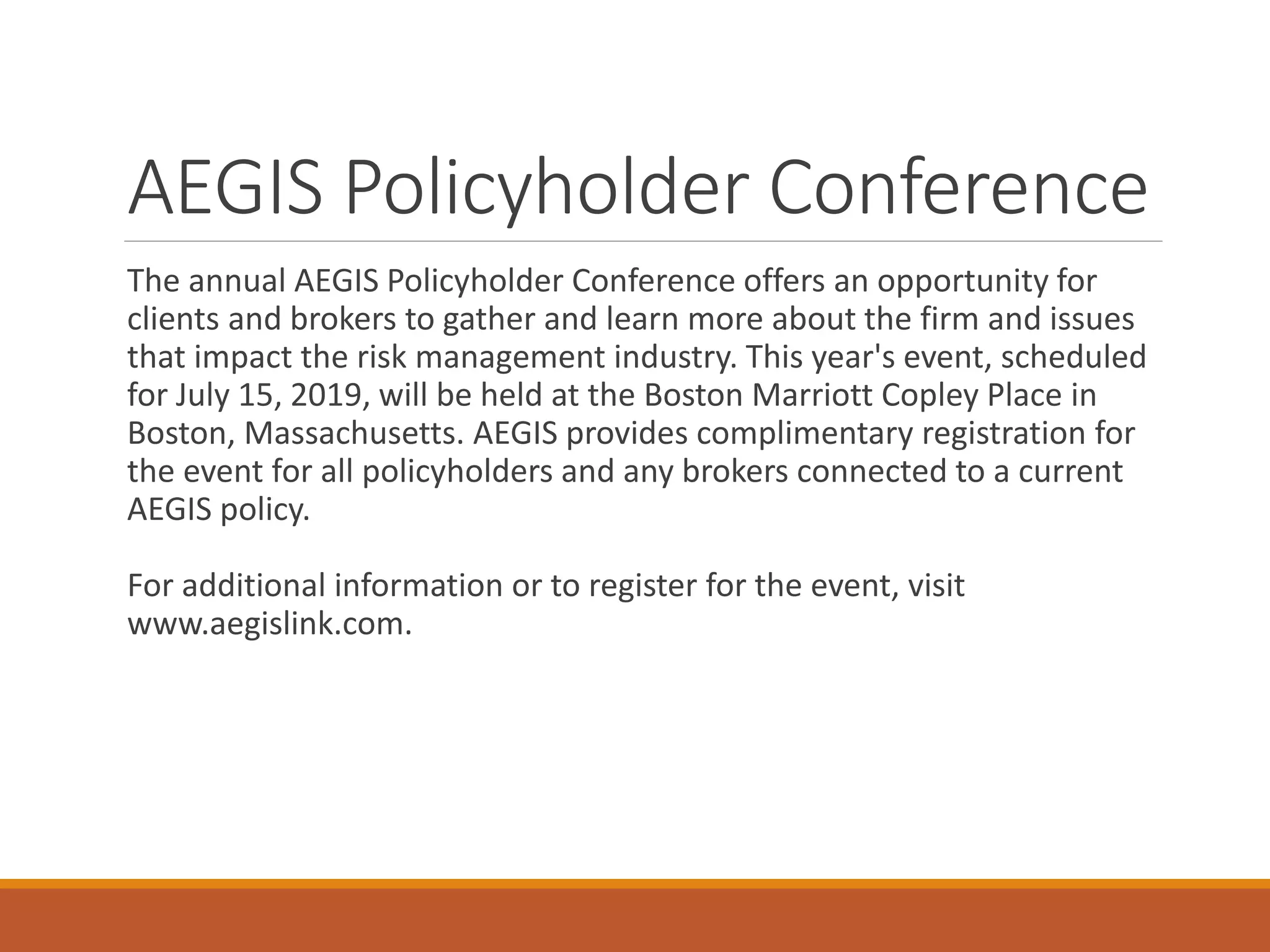 The AEGIS 2019 Policyholder Conference | PPTX