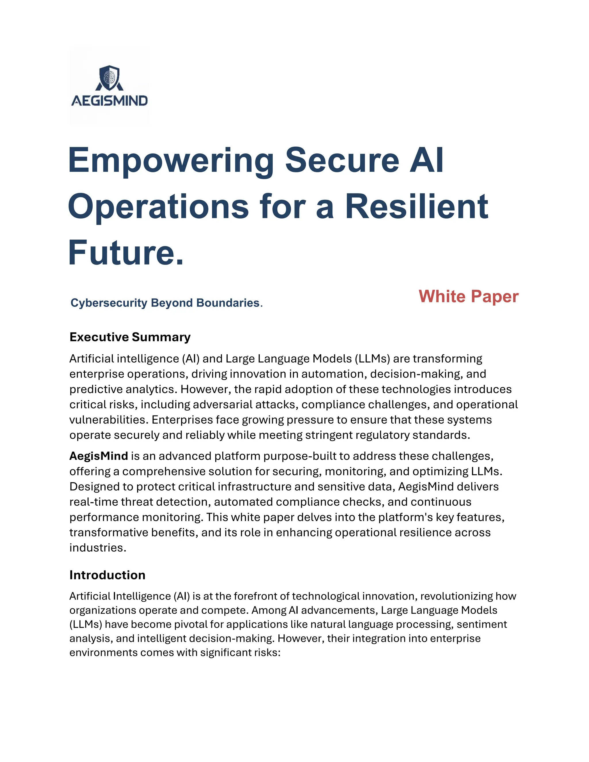 Empowering Secure AI Operations for a Resilient Future | PDF
