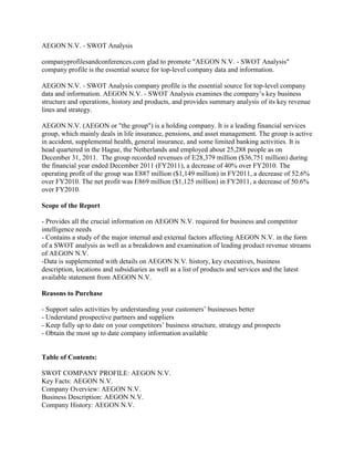 AEGON N.V. - SWOT Analysis | DOCX | Business | Business and Finance