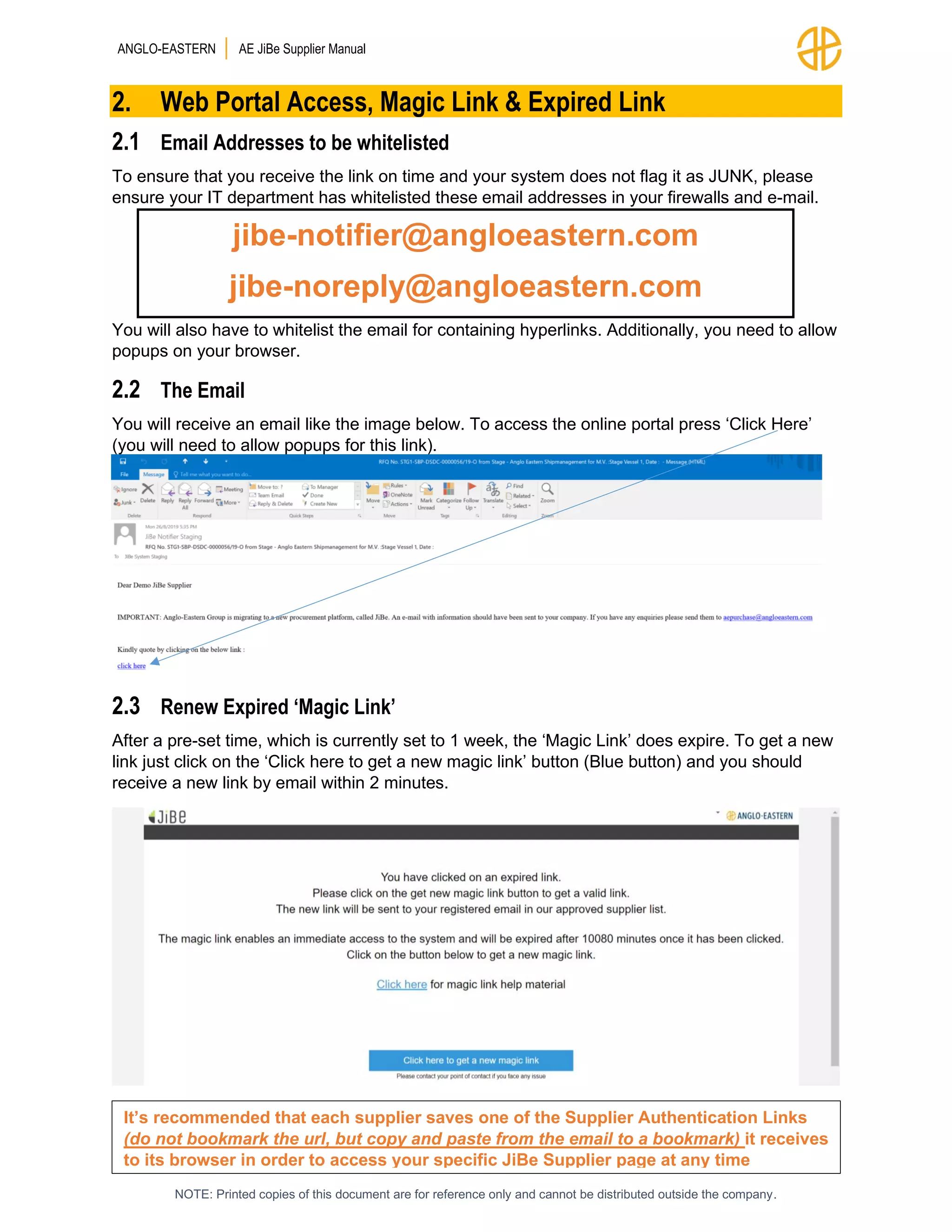 AE JiBe - Supplier Manual - How to use the magic link V2 | PDF