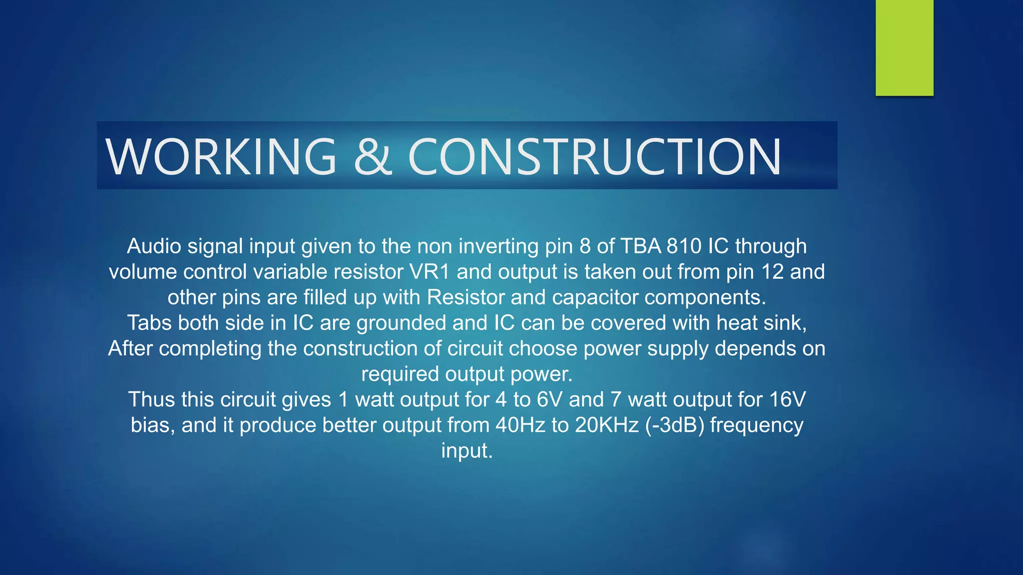 AUDIO AMPLIFIER USING IC 810 OR EQUIVALENT.pptx