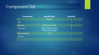 AUDIO AMPLIFIER USING IC 810 OR EQUIVALENT.pptx