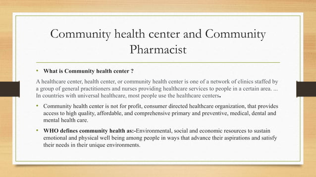 Role of pharmacist in Community pharmacy and public health practice in ...