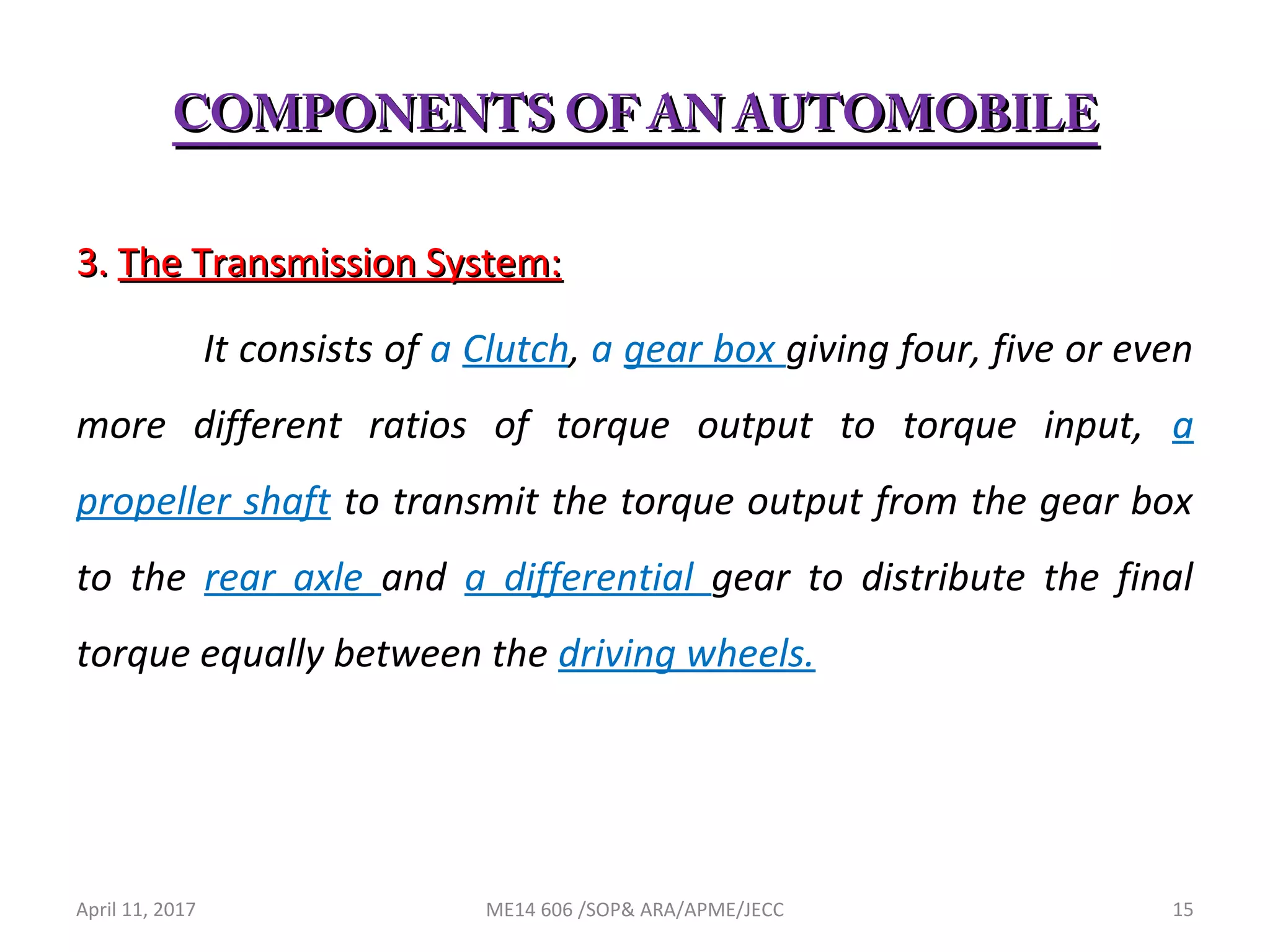 INTRODUCTION AUTOMOBILE ENGINEERING | PPT